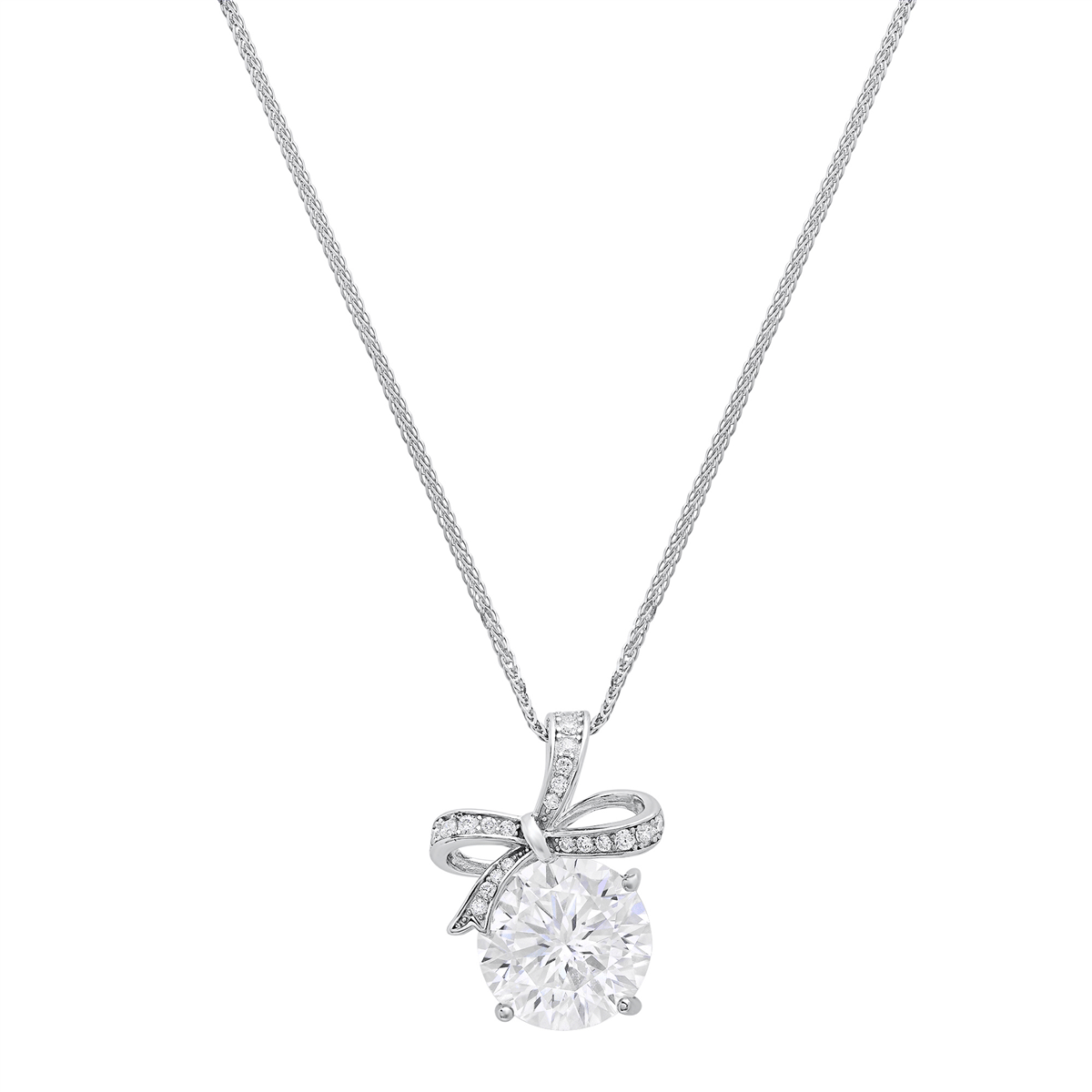 Click here for Saffron 5ctw. Moissanite Diamond Bow Pendant Neckl... prices
