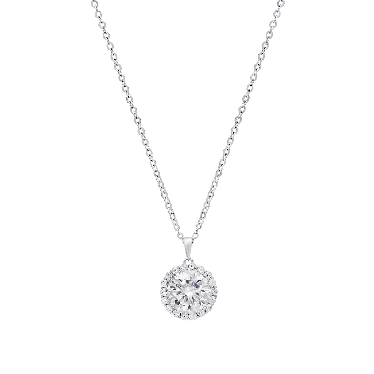 Click here for Saffron Sterling Silver Moissanite Diamond Halo Pe... prices