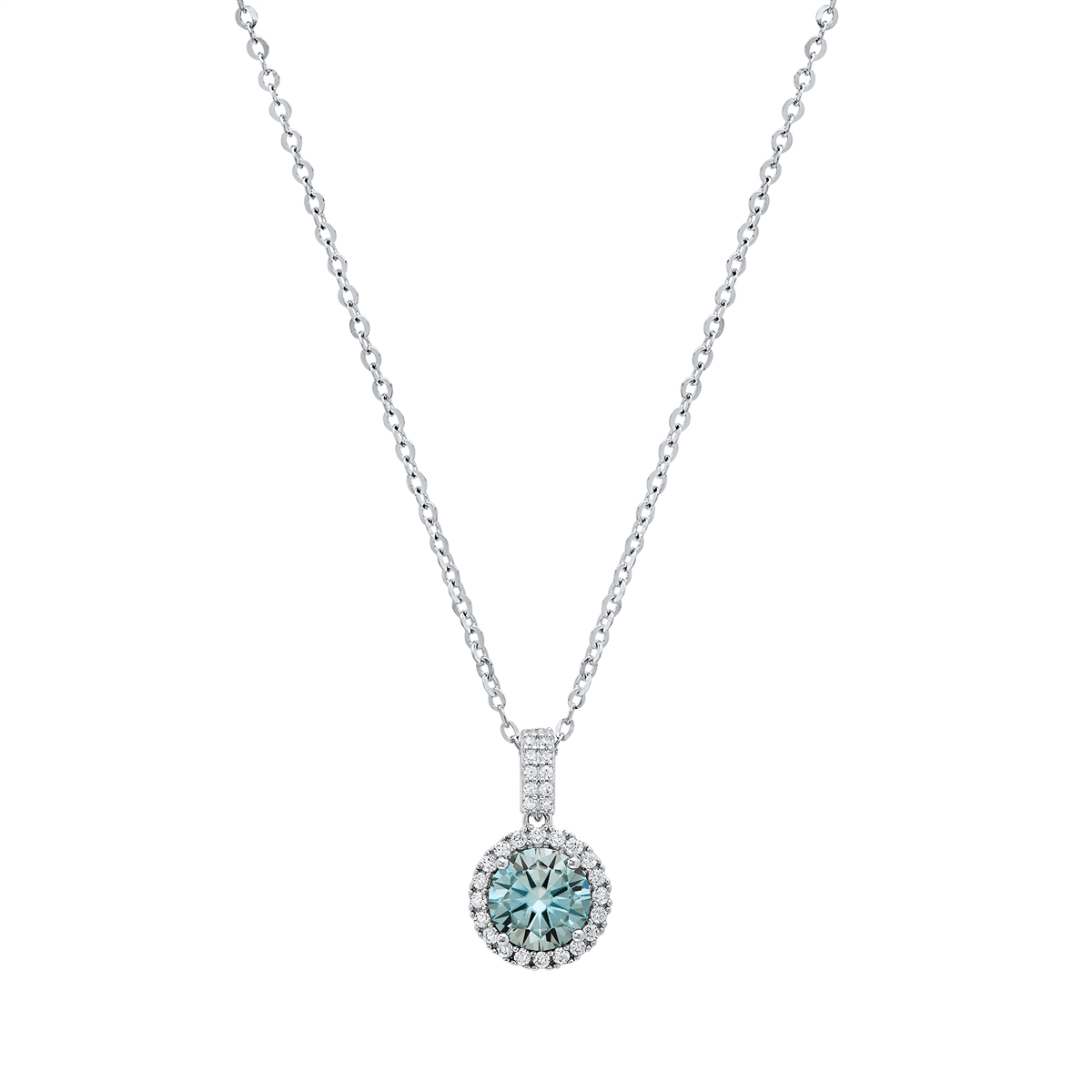 Click here for Saffron 1ctw. Turquoise Moissanite Diamond Halo Pe... prices