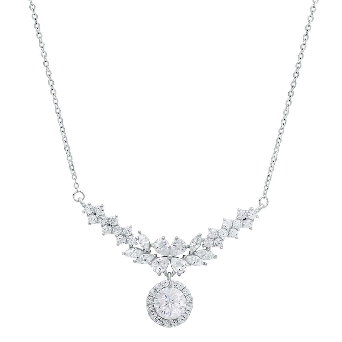 Click here for Saffron 3ctw. Moissanite Diamond Floral Drop Neckl... prices