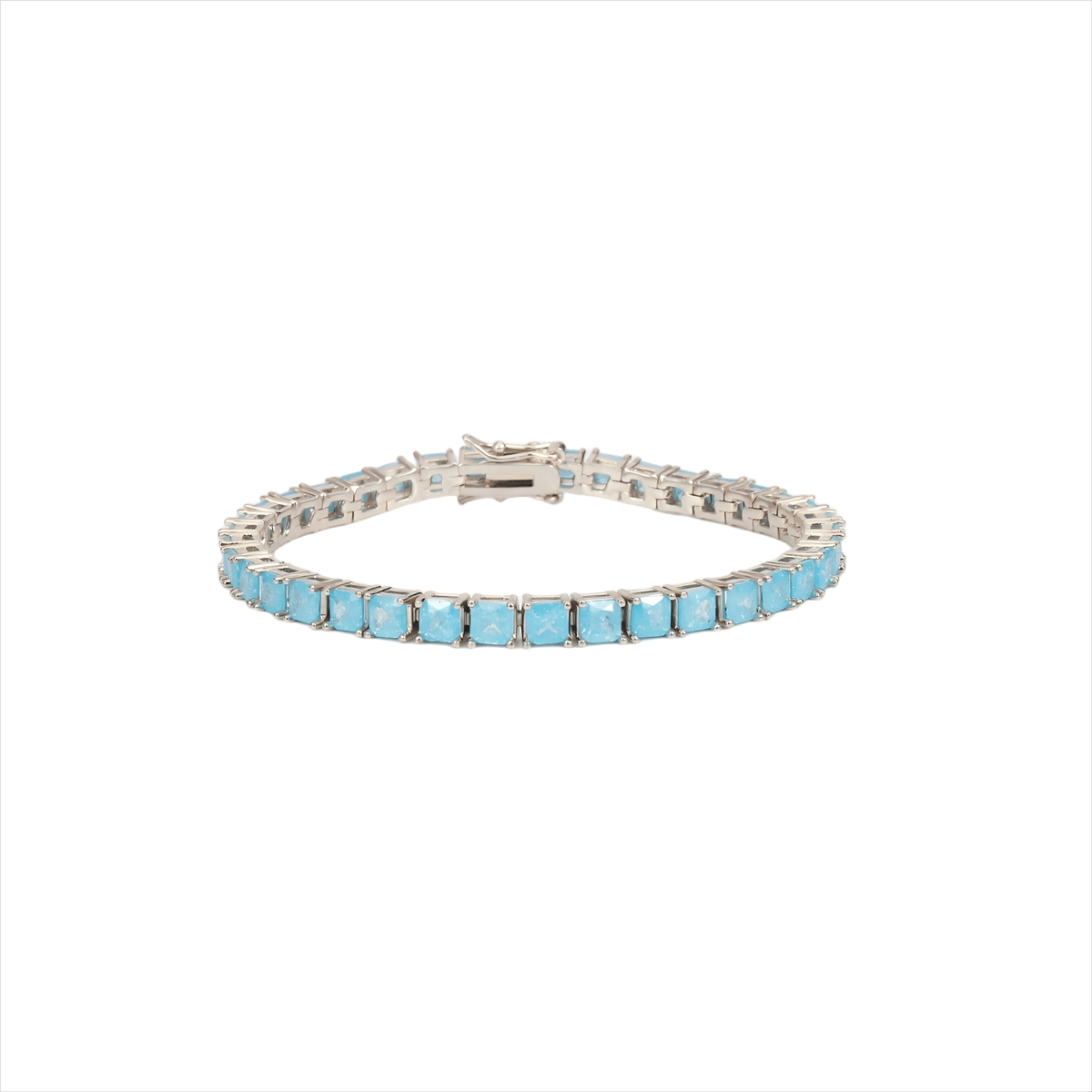 Click here for Saffron Silver-Tone Square Tennis Bracelet with Tu... prices