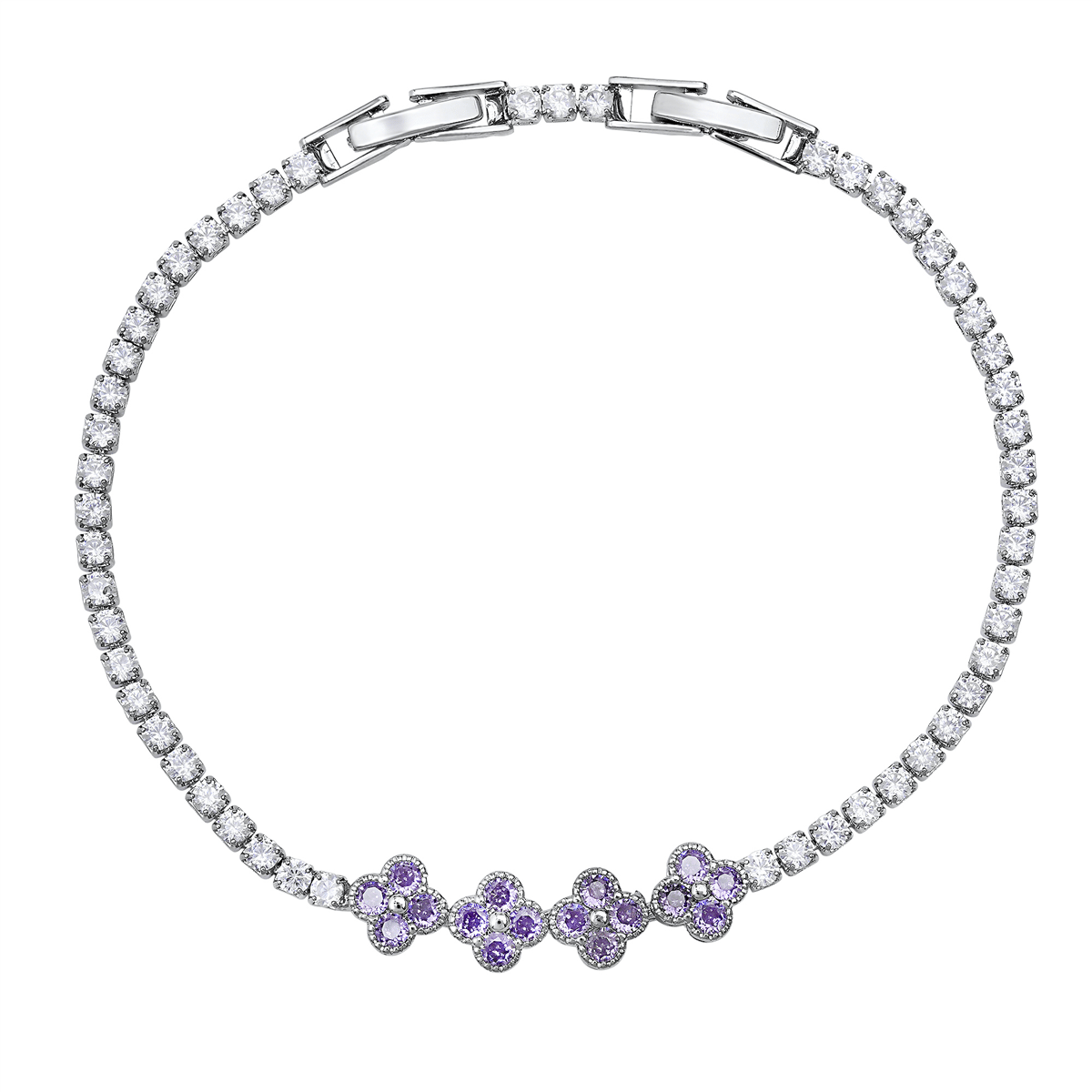 Click here for Saffron Violet CZ Blossom Accent Tennis Bracelet prices