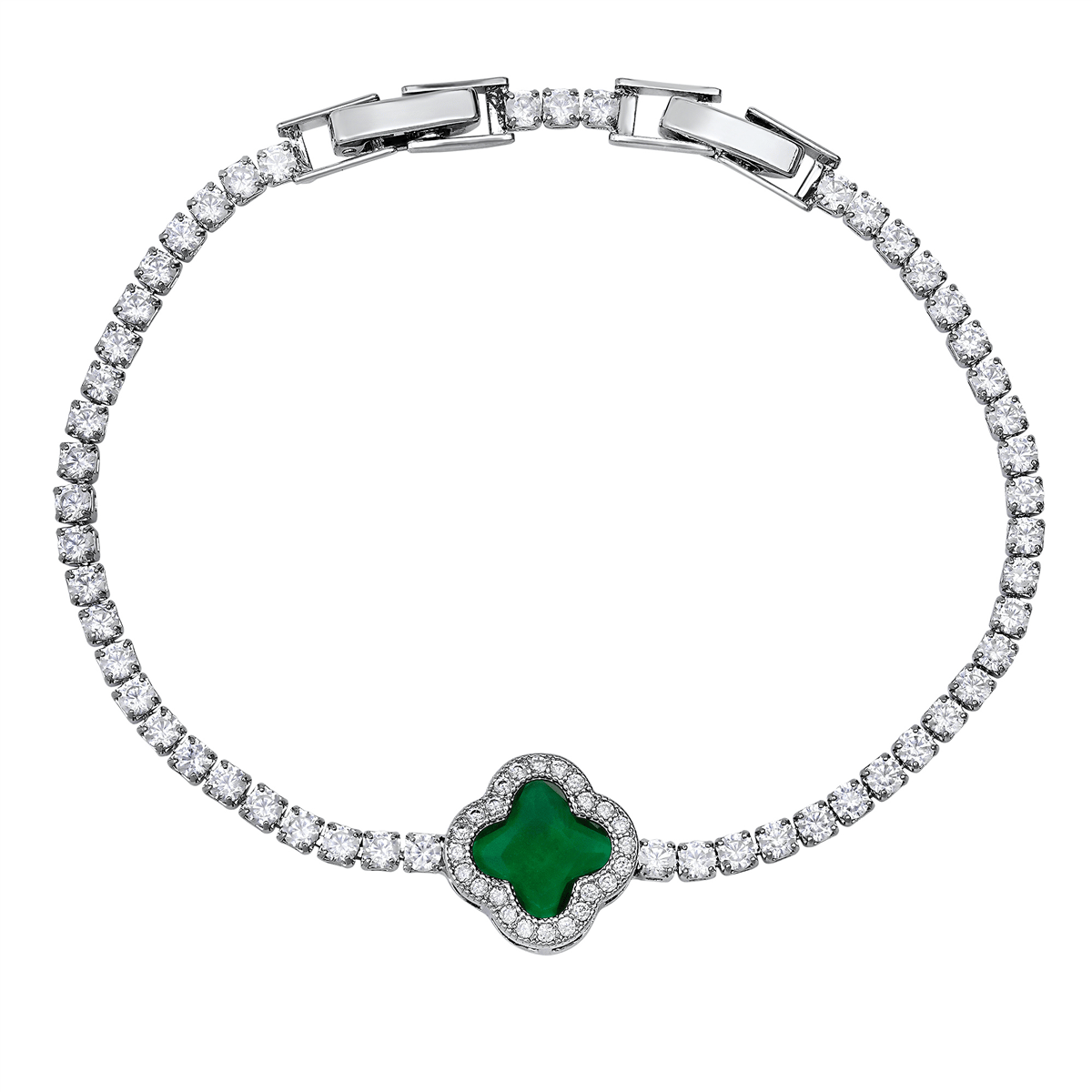 Click here for Saffron Green CZ Stone Square Charm Bracelet prices