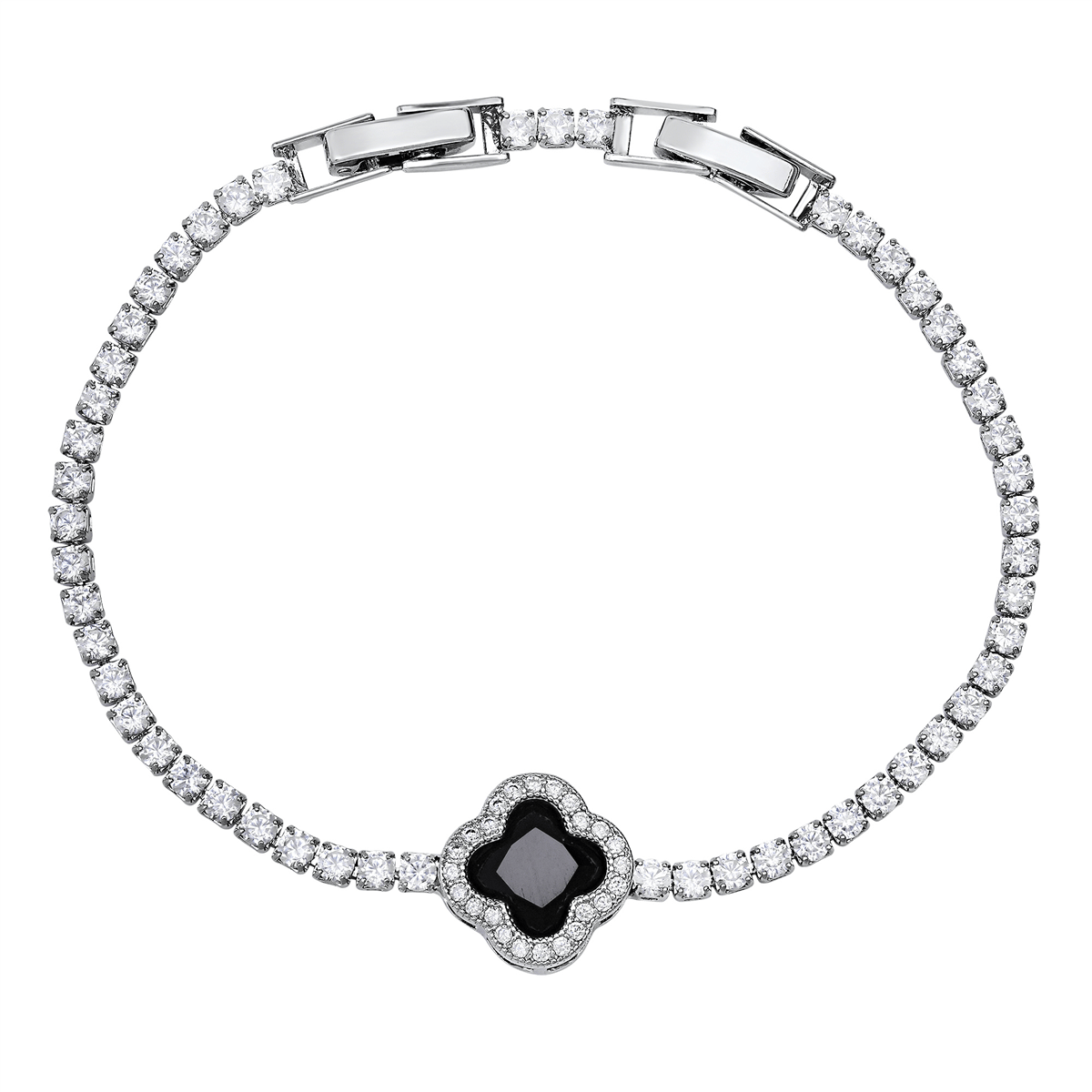 Click here for Saffron Black CZ Stone Square Charm Bracelet prices