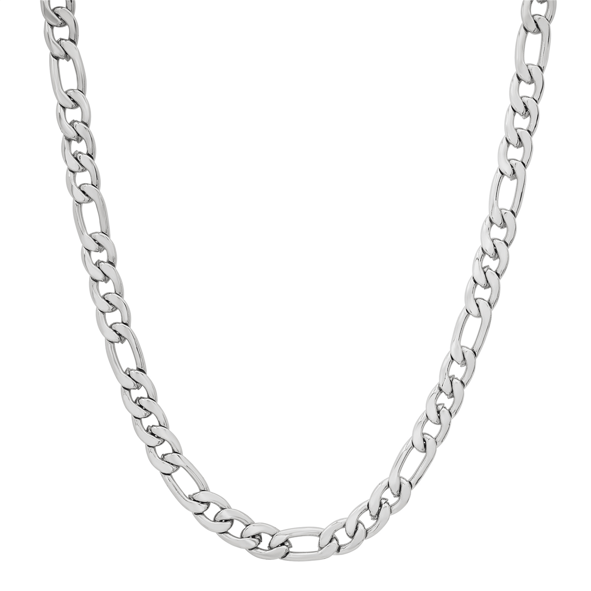 Click here for Mens Iron Saints 6mm Figaro Link Silver-Tone Neckl... prices
