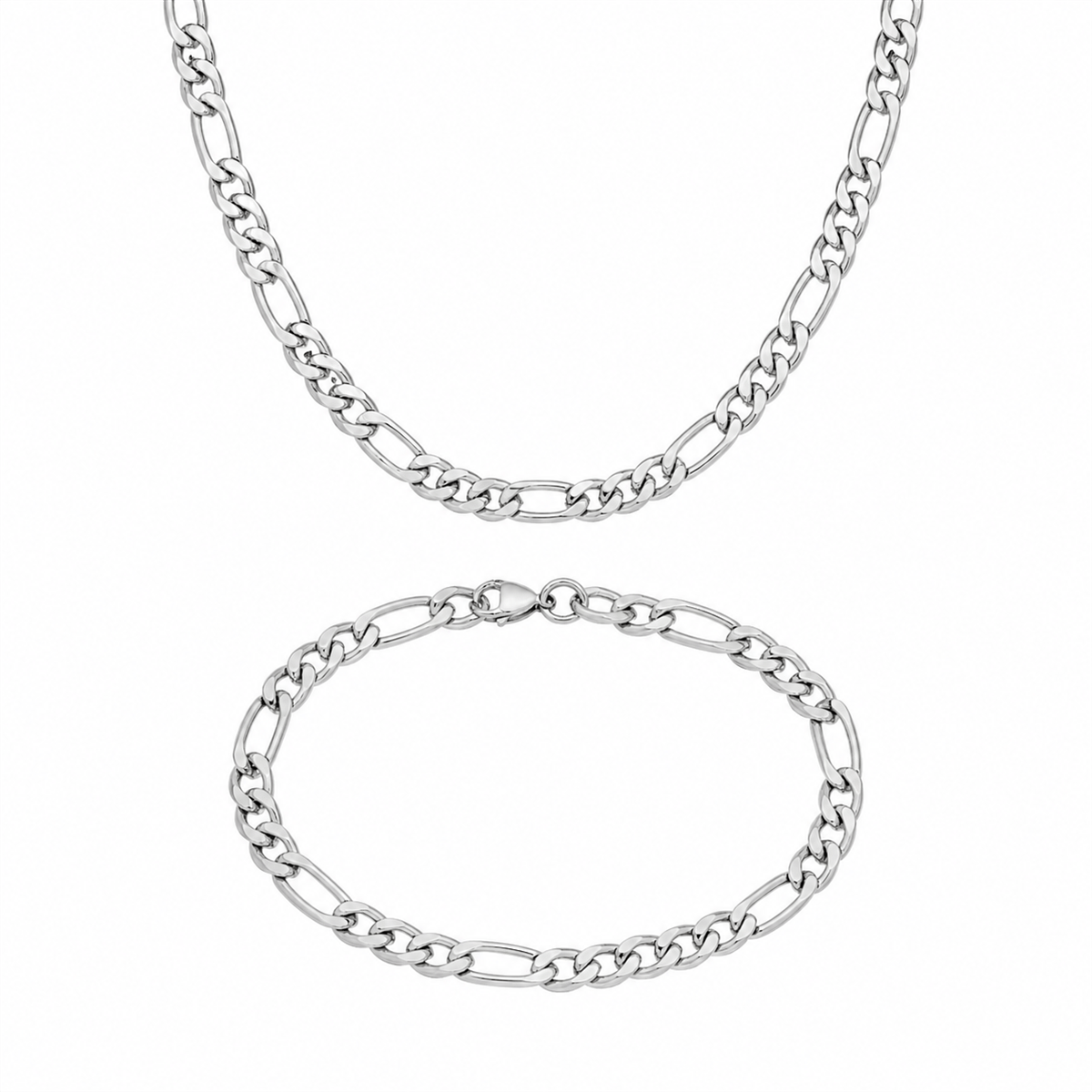 Click here for Mens Iron Saints 6mm Figaro Link Silver Necklace &... prices