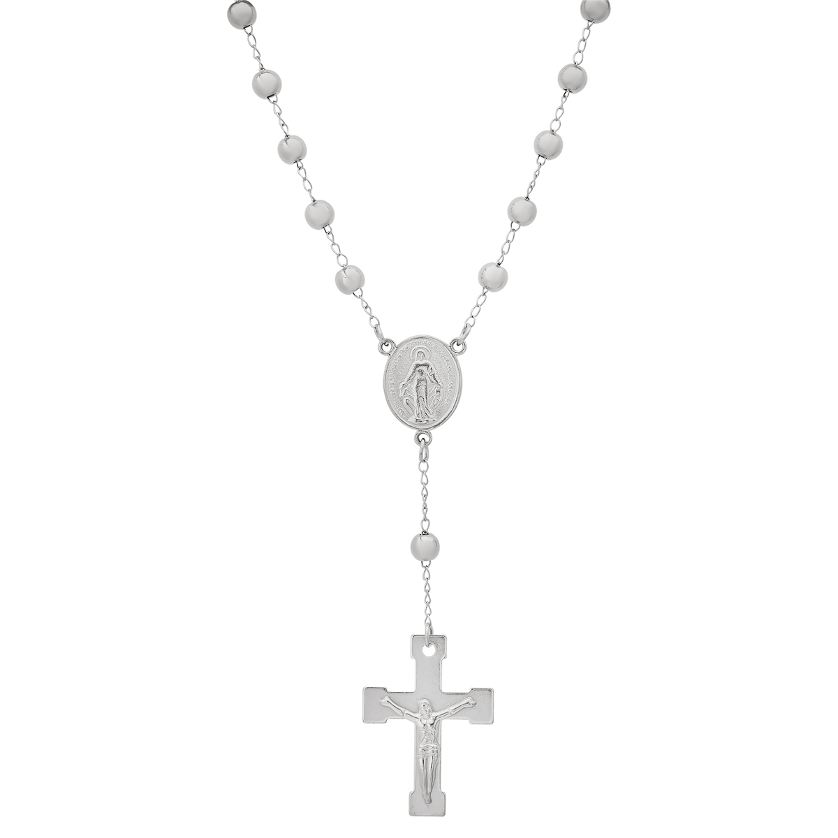 Click here for Mens Iron Saints Stainless Steel Rosary-style Cros... prices