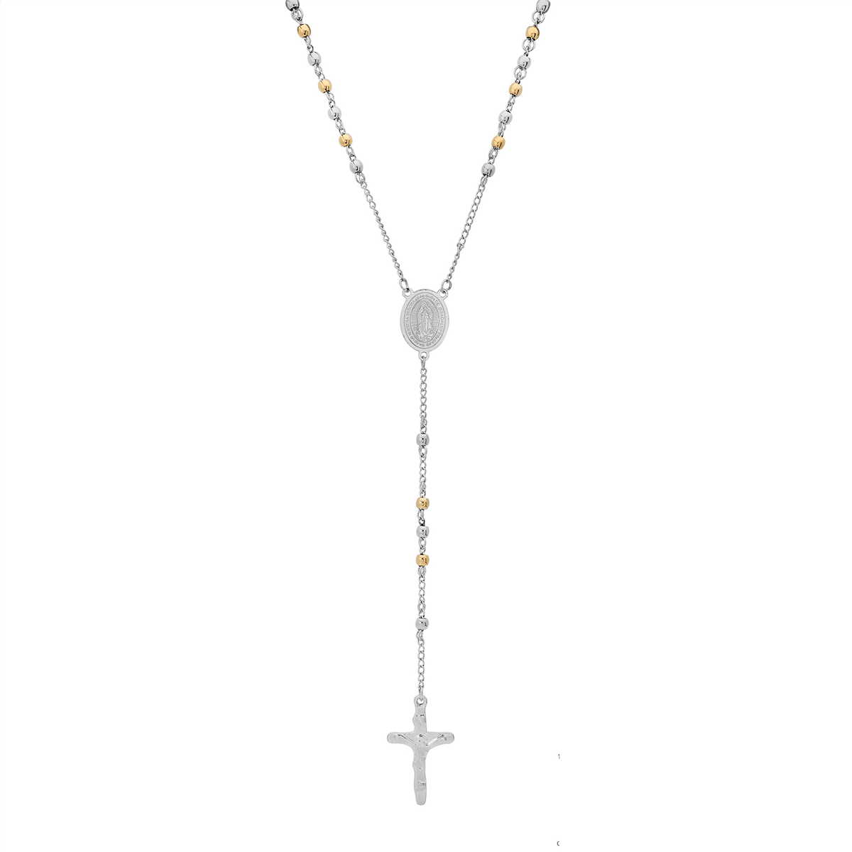 Click here for Mens Iron Saints Two-Tone Beaded Rosary with Medal... prices