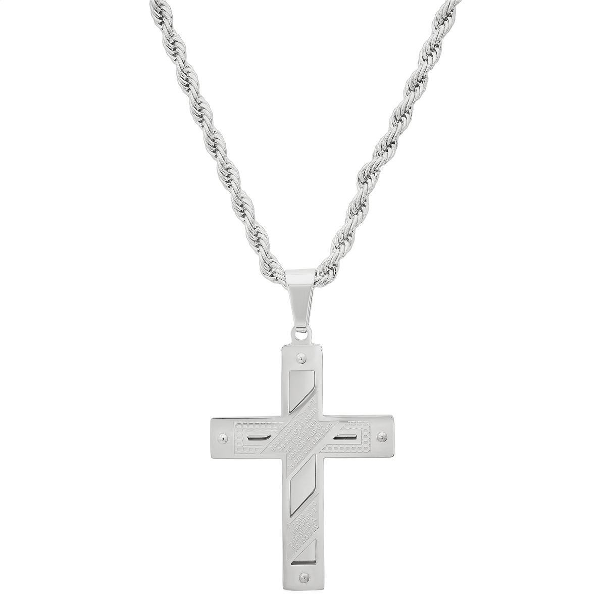 Click here for Mens Iron Saints Stainless Steel Polished Cross Pe... prices