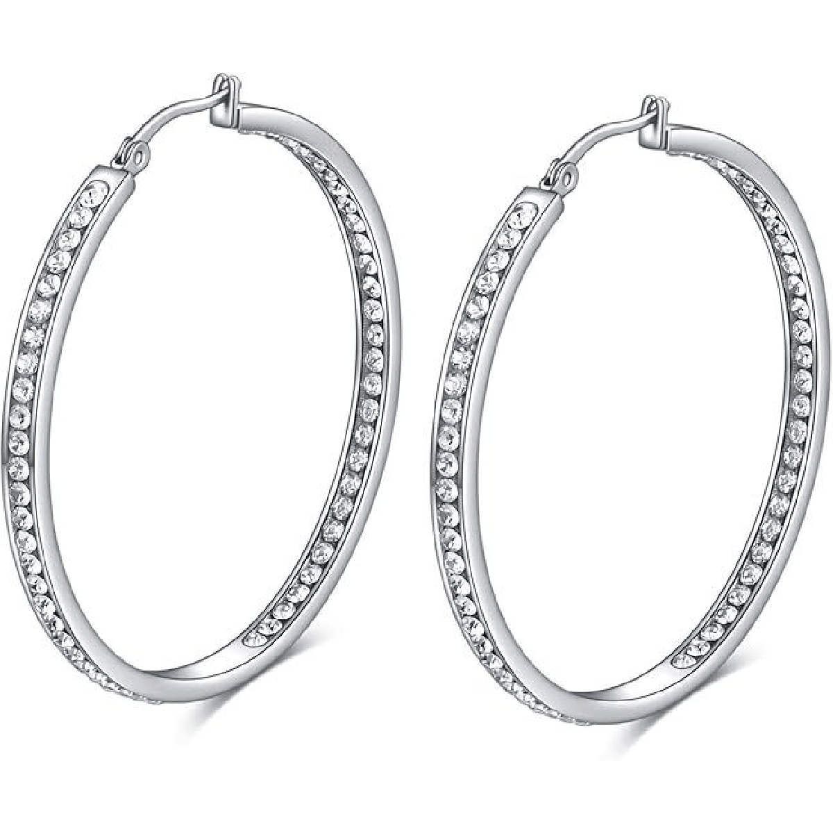 Click here for Saffron Silver-Tone Inside Out 40mm Hoop Earrings prices