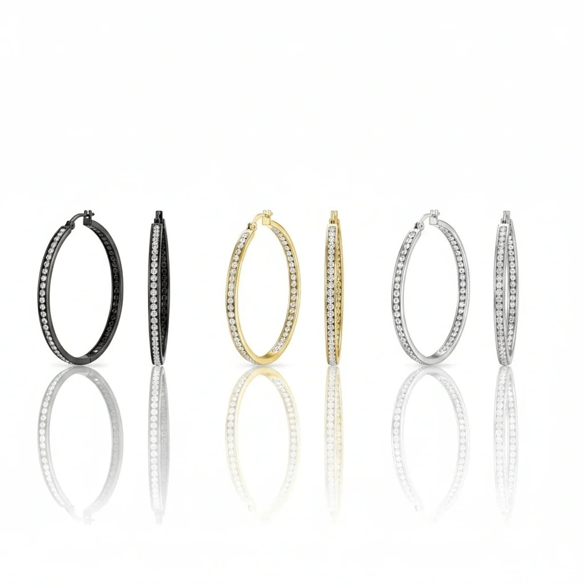Click here for Saffron Inside Out 40mm Hoop Earrings - Set of 3 P... prices