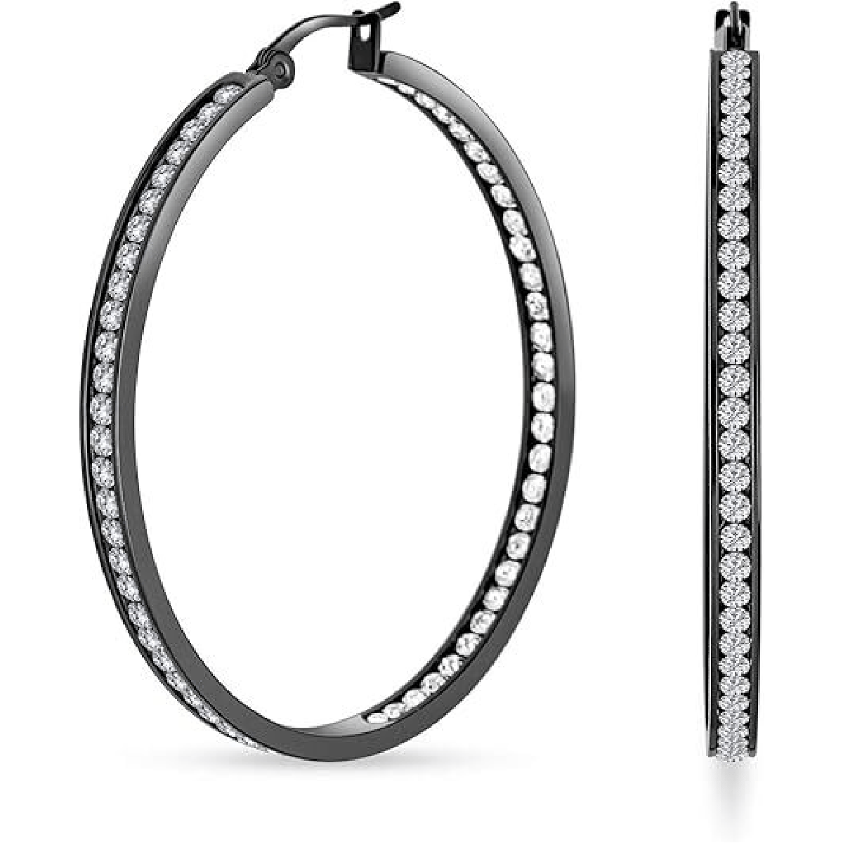Click here for Saffron Black Stainless Steel Inside Out 40mm Hoop... prices