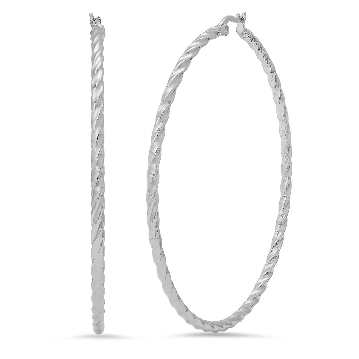 Click here for Saffron 60mm Stainless Steel Twisted Hoop Earrings prices