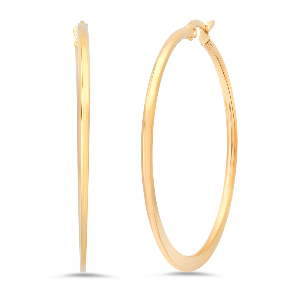 Click here for Saffron 60mm 18kt. Gold-Polished Round-Bottom Hoop... prices