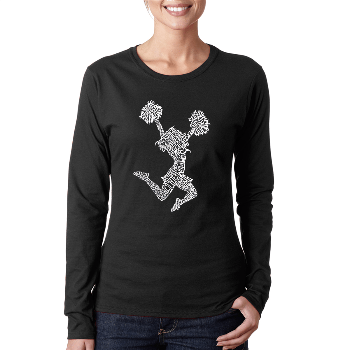 Click here for Womens LA Pop Art Cheer Word Art Long Sleeve Graph... prices