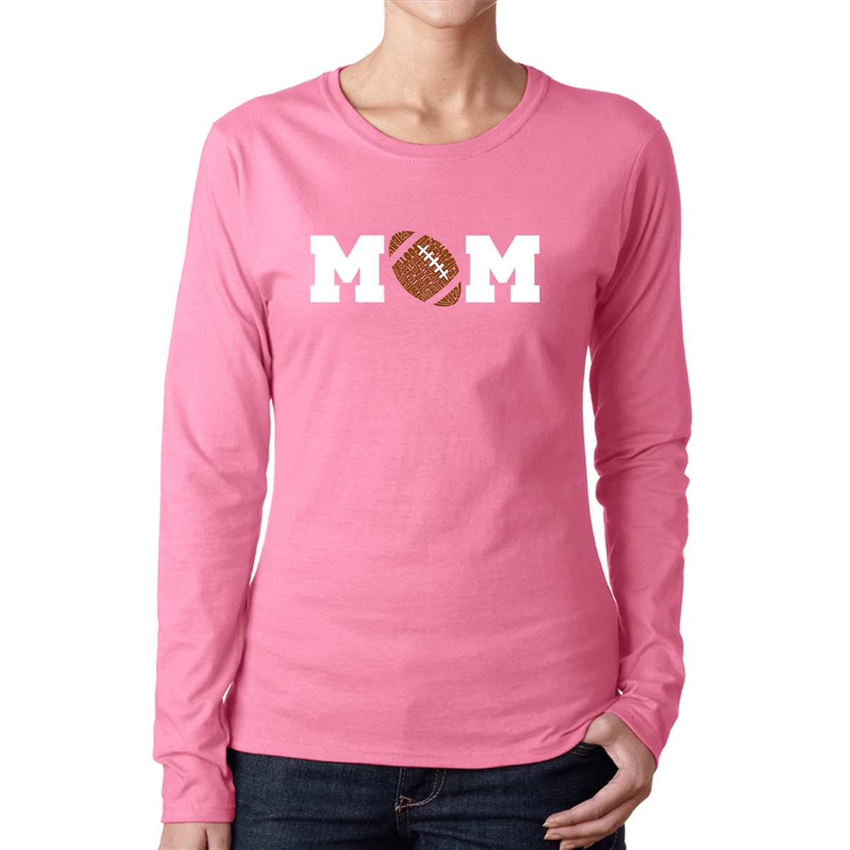 Click here for Womens LA Pop Art Football Mom Word Art Long Sleev... prices