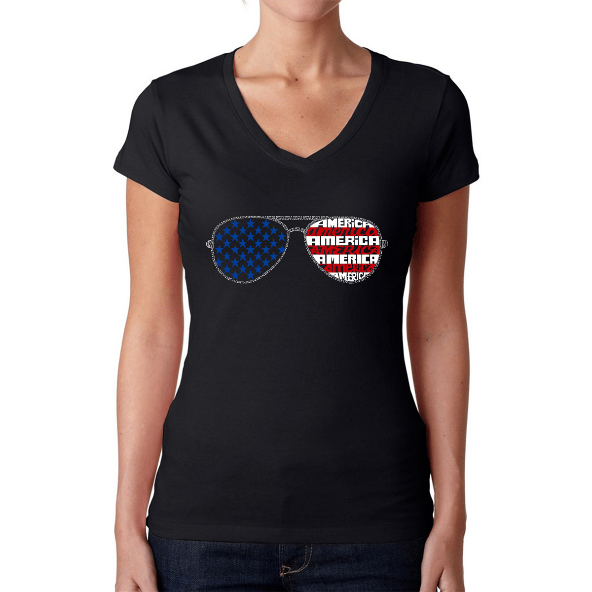 Click here for Womens LA Pop Art Americana Sunglasses Word Art V-... prices
