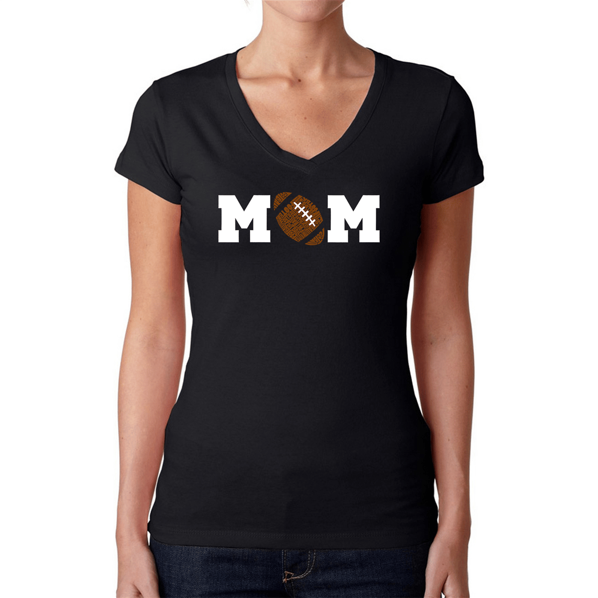 Click here for Plus Size LA Pop Art Football Mom Word Art V Neck... prices