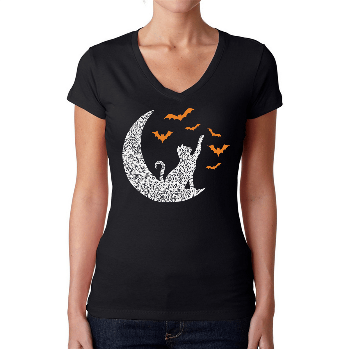Click here for Plus Size LA Pop Art Lunar Bats Word Art V Neck Te... prices