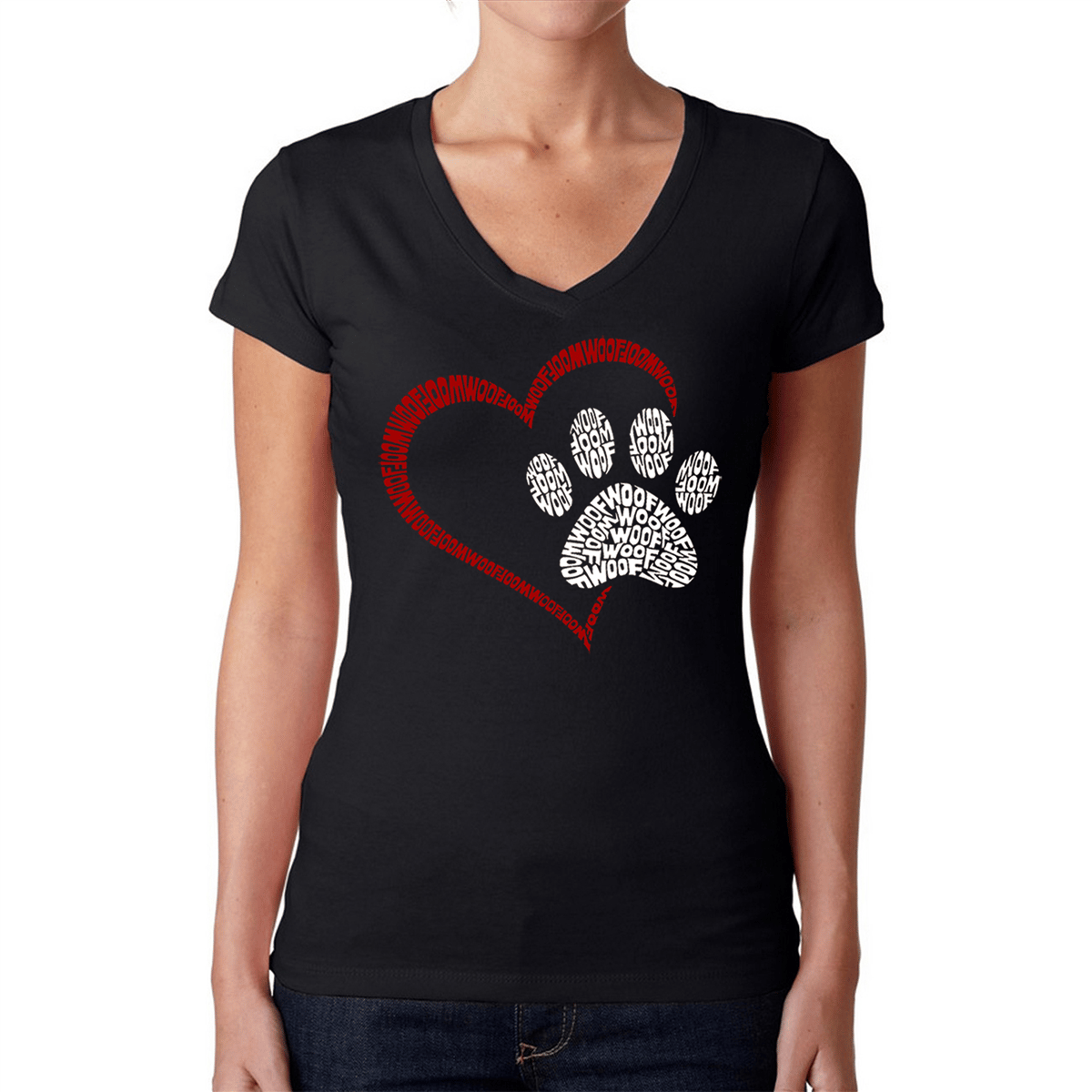 Click here for Plus Size LA Pop Art Paw Heart Word Art V-Neck Tee prices