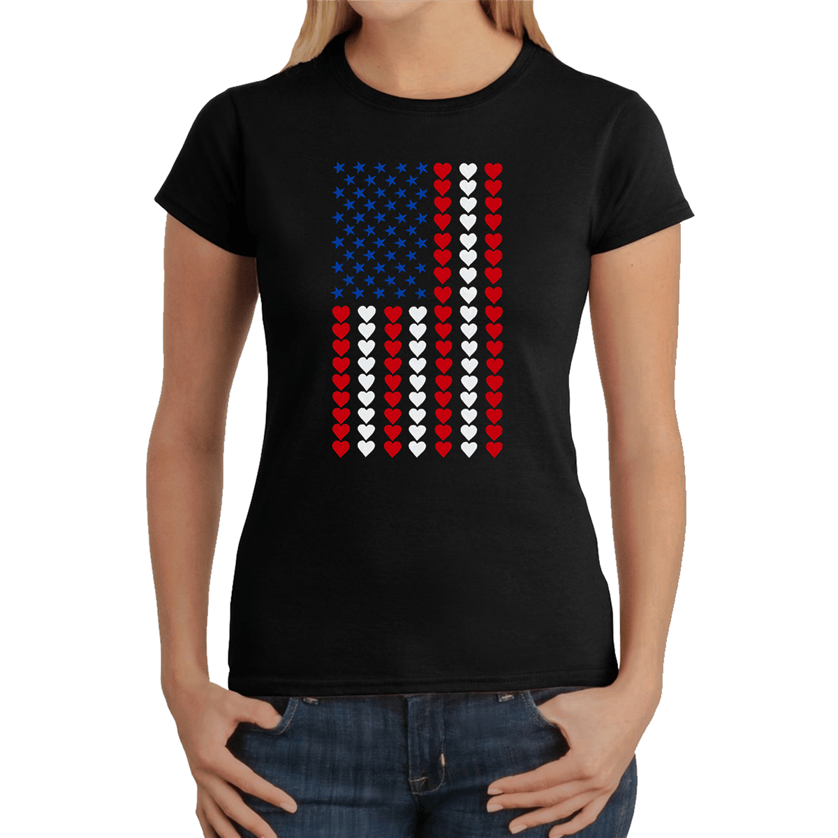 Click here for Womens LA Pop Art Heart Flag Word Art T-Shirt prices