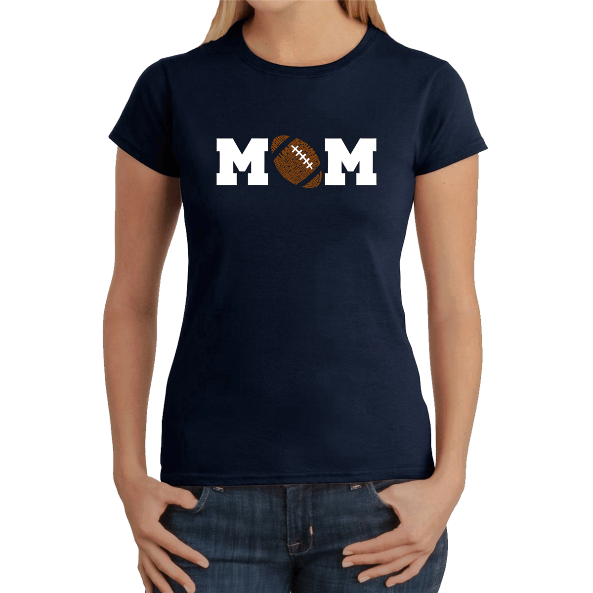 Click here for Womens LA Pop Art Football Mom Word Art Tee prices