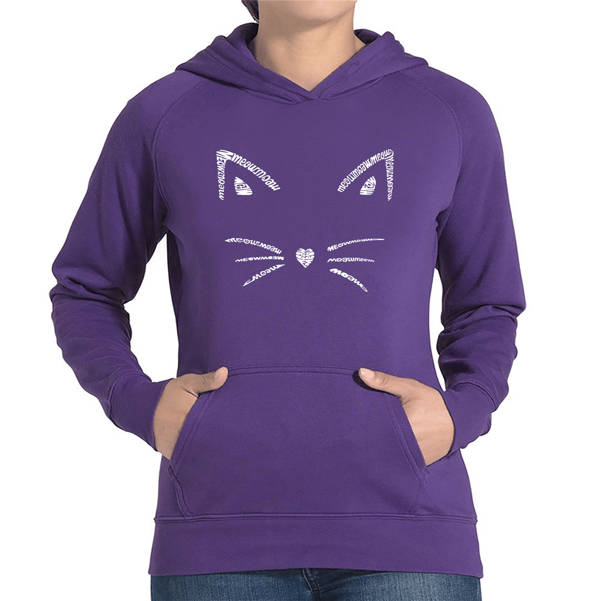 Click here for Womens LA Pop Art Whiskers Word Art Hooded Sweatsh... prices