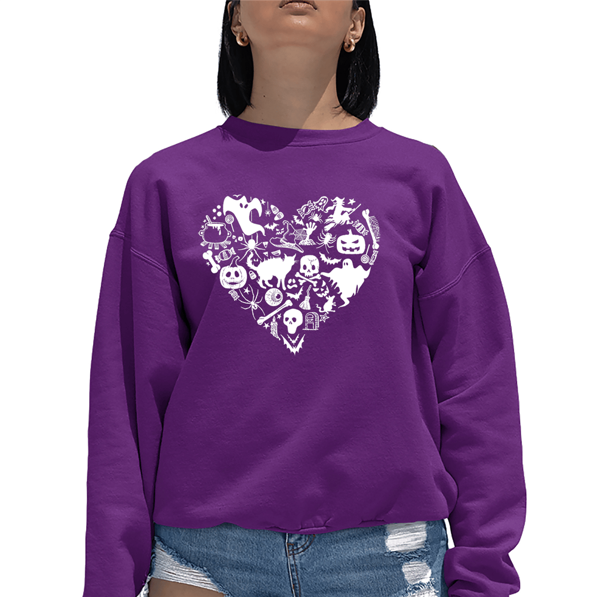 Click here for Plus Size LA Pop Art Halloween Heart Word Art Crew... prices