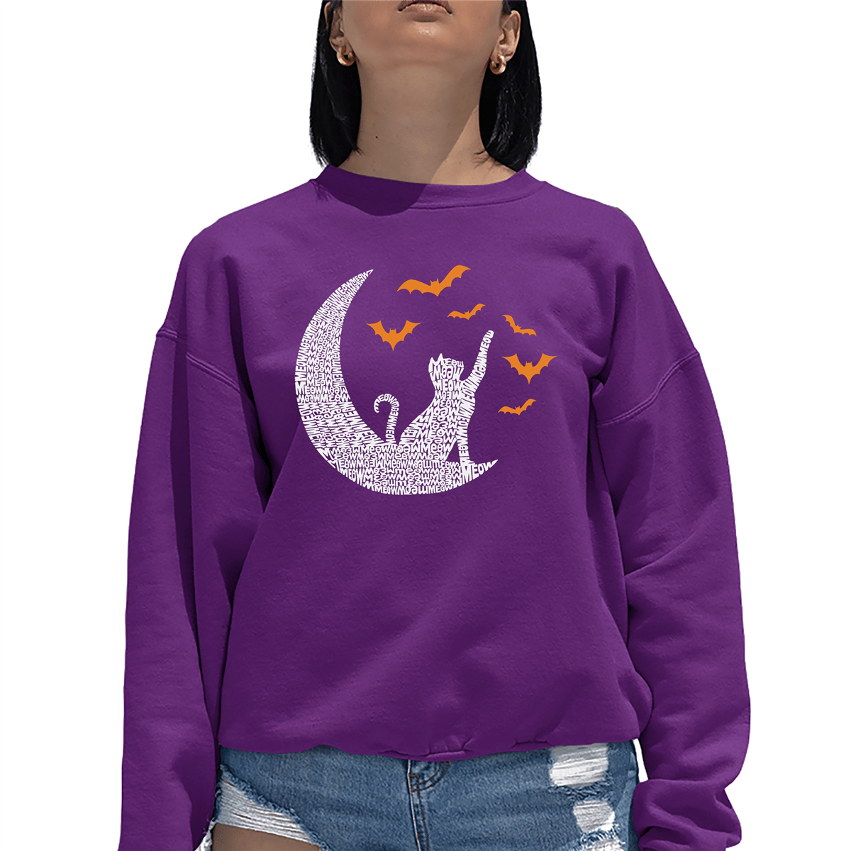 Click here for Plus Size LA Pop Art Lunar Bats Word Art Crew Neck... prices