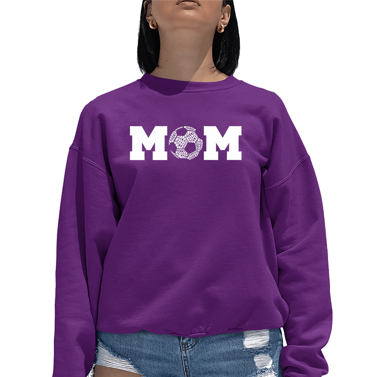 Click here for Womens LA Pop Art Soccer Mom Word Art Crewneck Swe... prices
