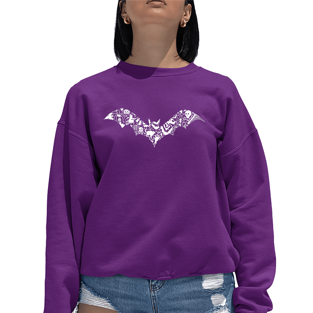 Click here for Plus Size LA Pop Art Bat Pics Word Art Crewneck Sw... prices