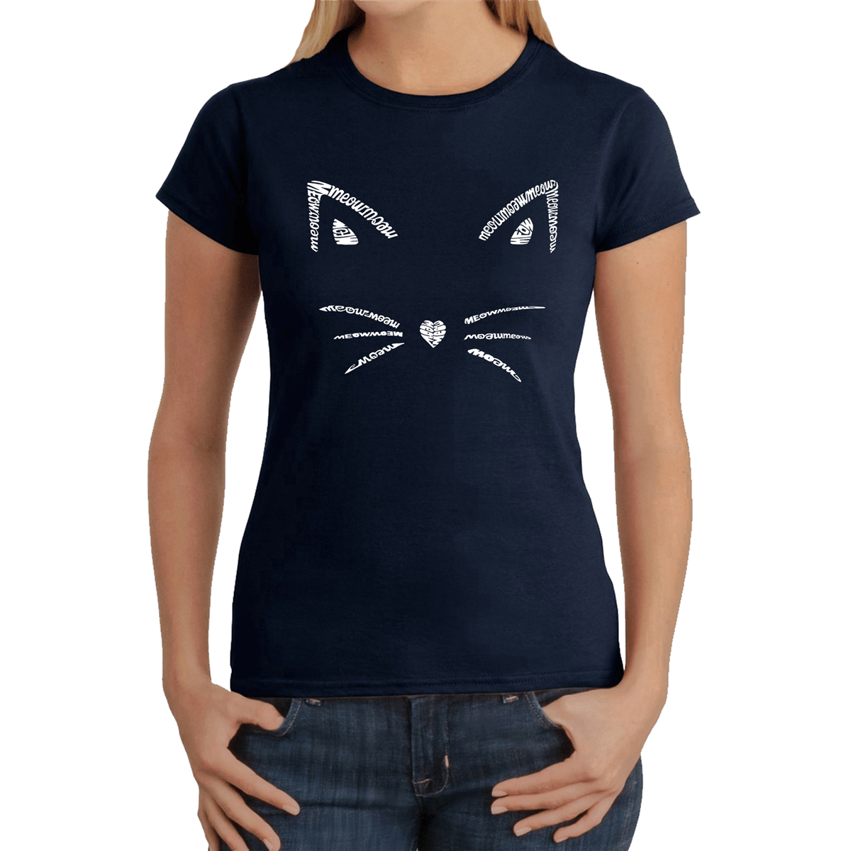 Click here for Womens LA Pop Art Whiskers Word Art Short Sleeve T... prices