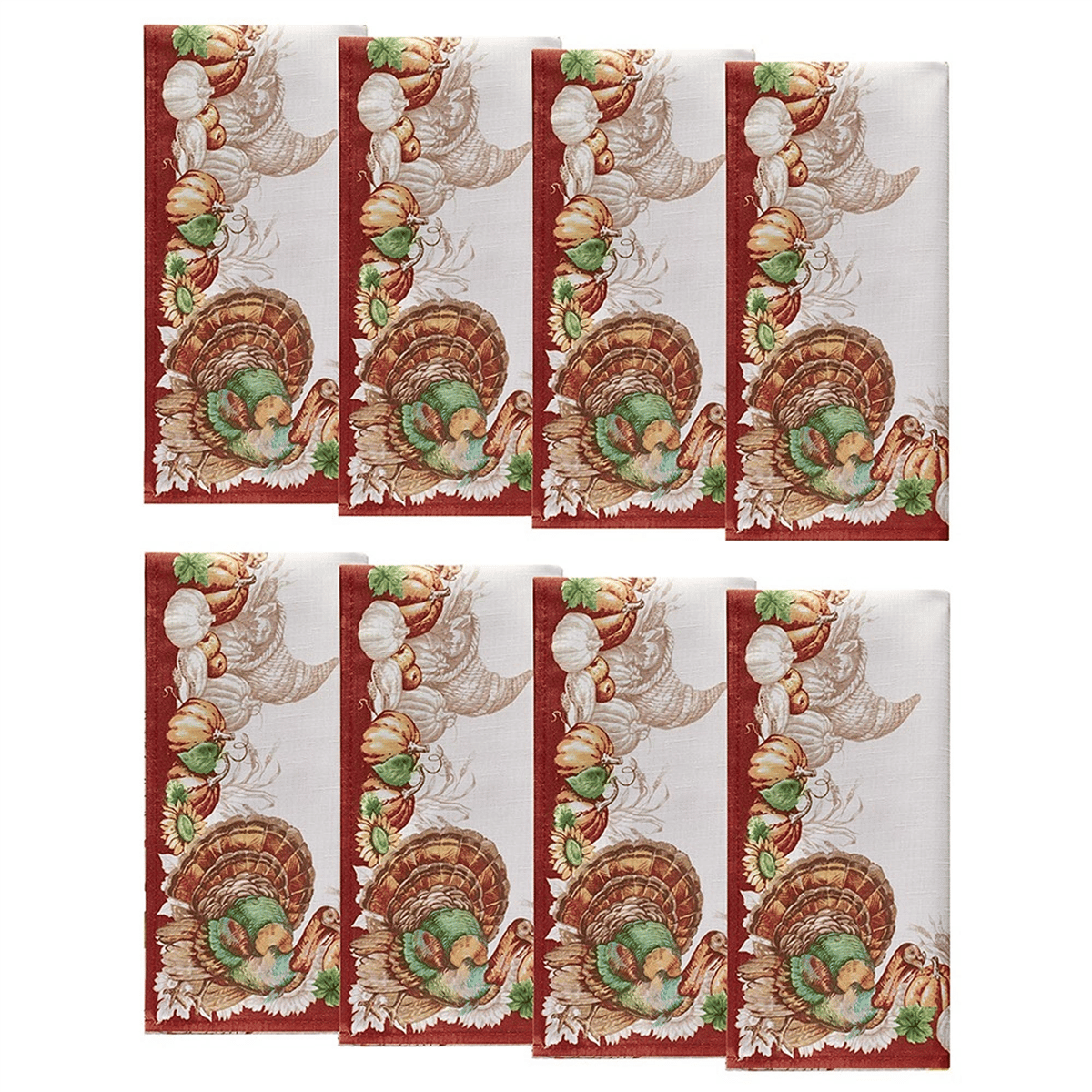 Click here for Threadmade Holiday Turkey Bordered Fall Napkins -... prices