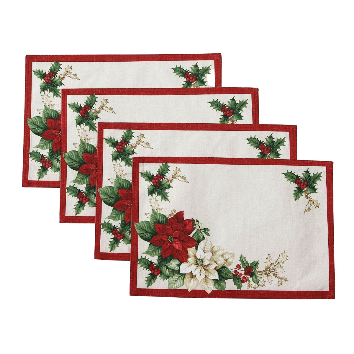 Click here for Threadmade Red & White Poinsettias Placemat - Set... prices