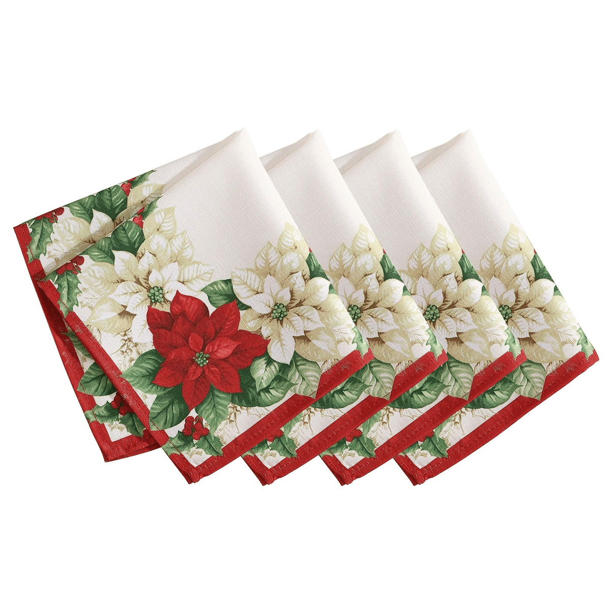 Click here for Threadmade Red & White Poinsettia Napkins - Set of... prices