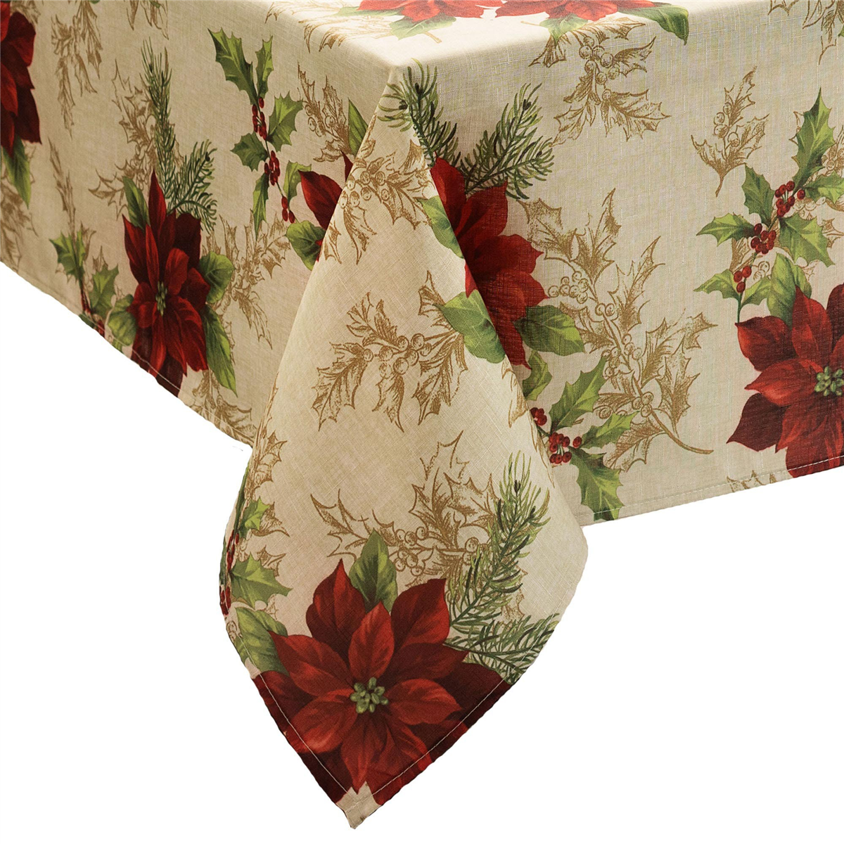 Click here for Threadmade Festive Poinsettia Holiday Fabric Table... prices