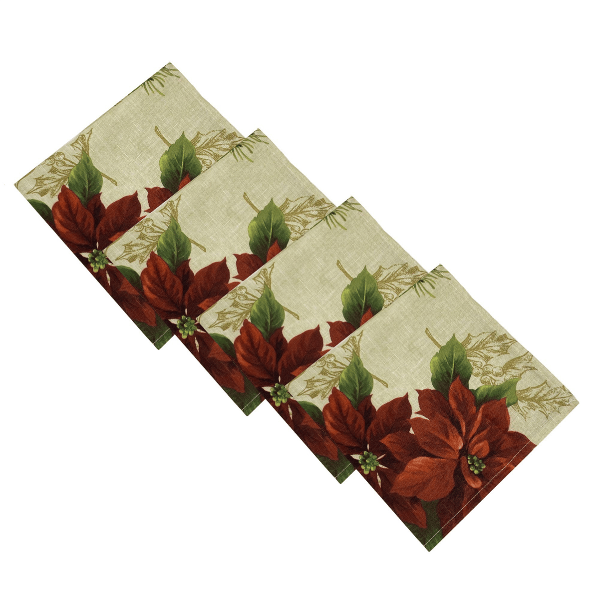 Click here for Threadmade Festive Poinsettia Holiday Cloth Napkin... prices