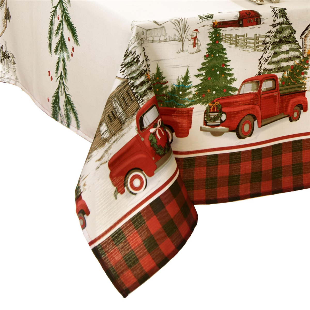 Click here for Threadmade Vintage Christmas Tree Farm Holiday Tab... prices