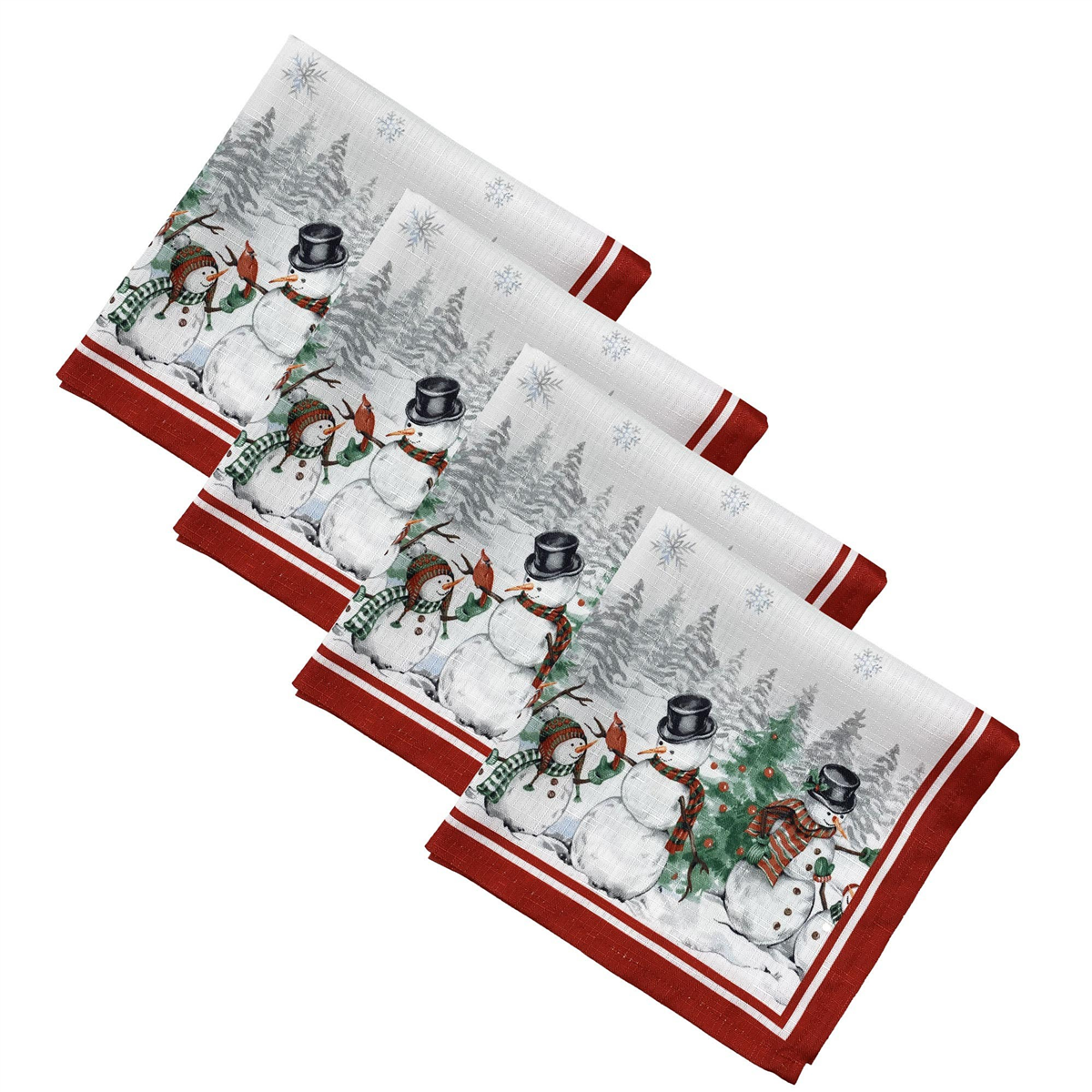 Click here for Threadmade Snowman Winterland Holiday Napkins - Se... prices