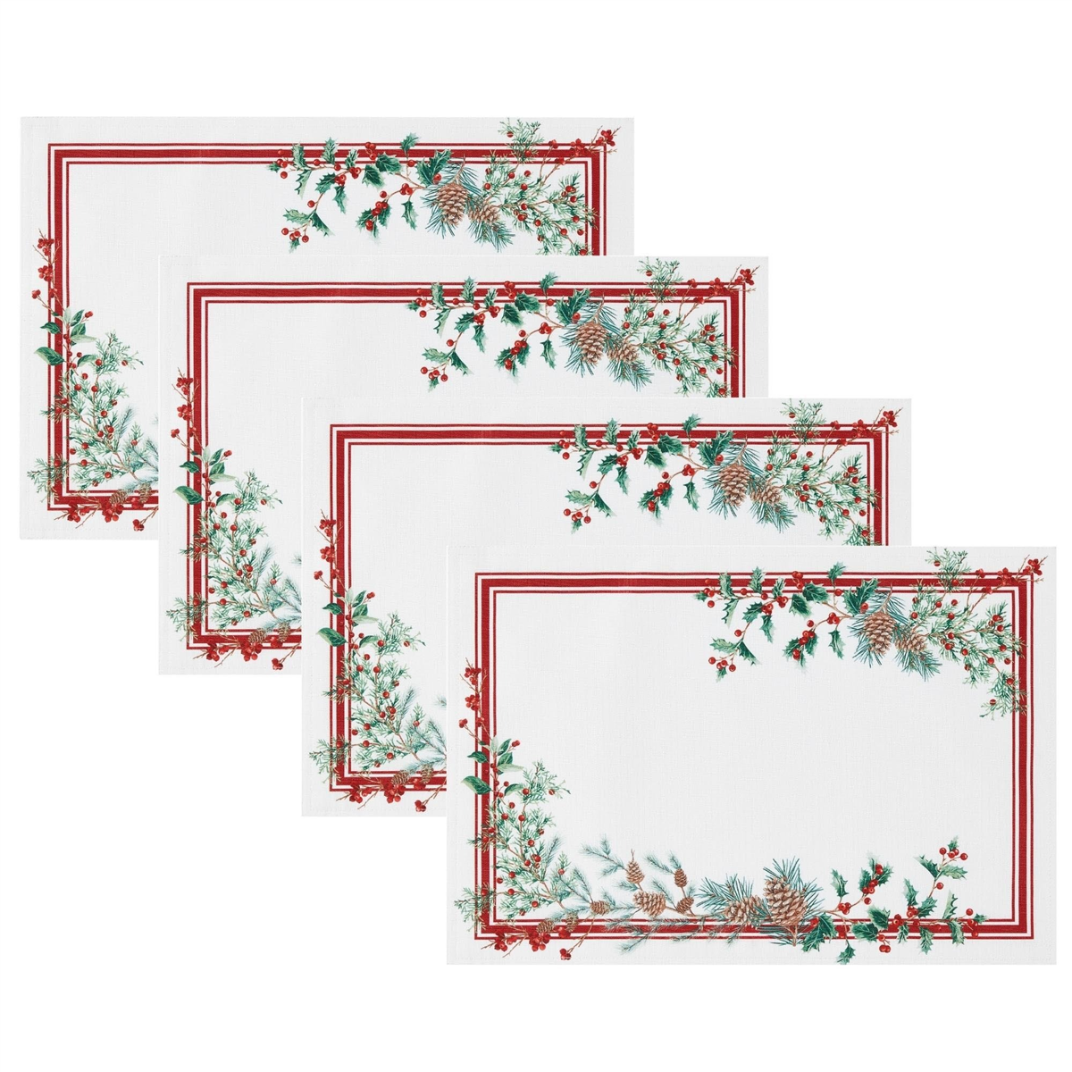 Click here for Threadmade Winter Holiday Berry Fabric Placemat -... prices