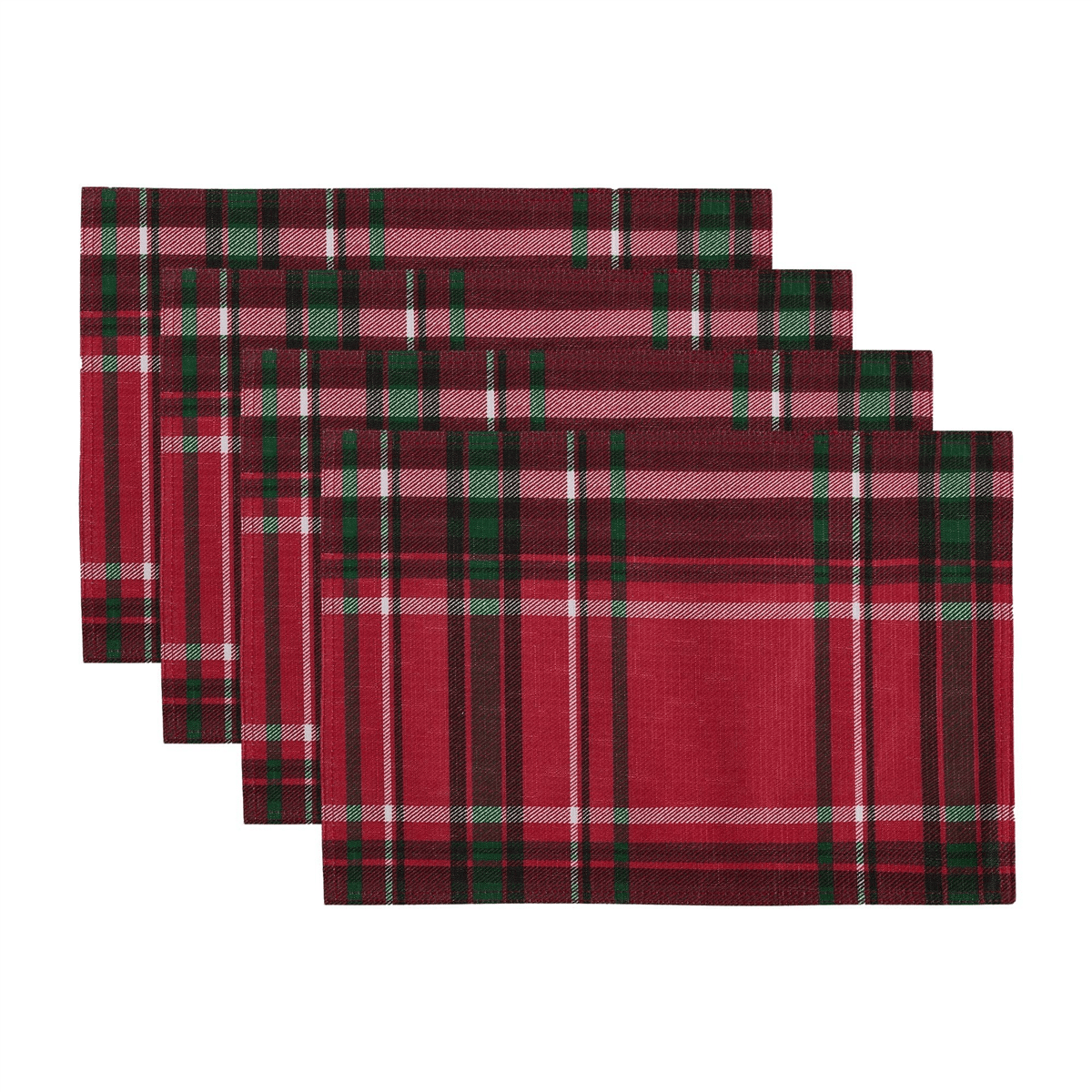 Threadmade Pocono Plaid Holiday Fabric Placemats - Set of 4