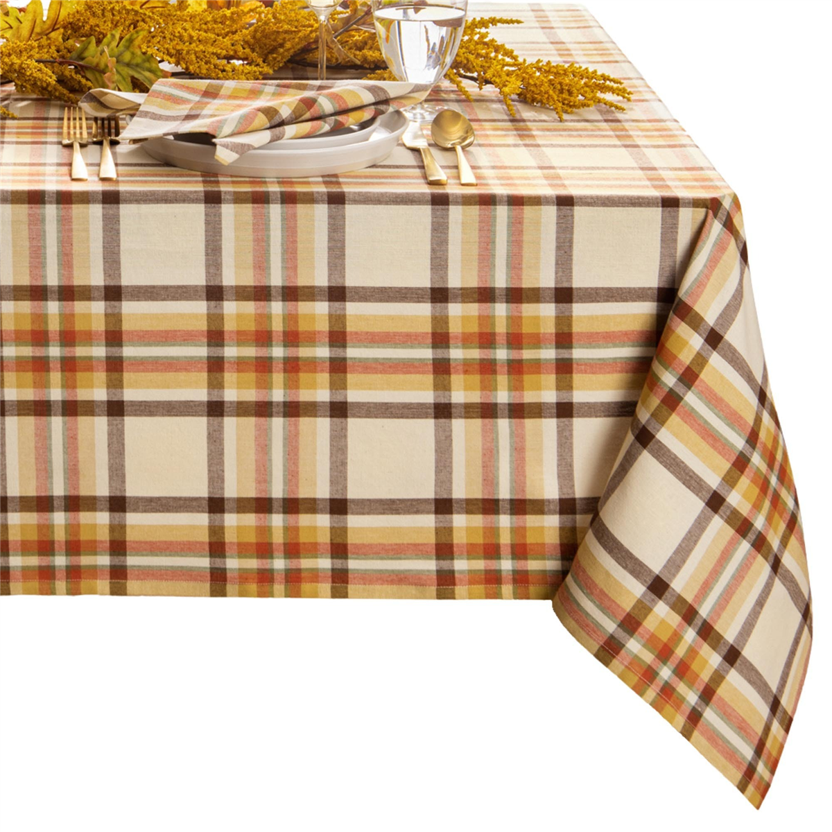 Click here for Threadmade Russet Harvest Woven Plaid Tablecloth prices
