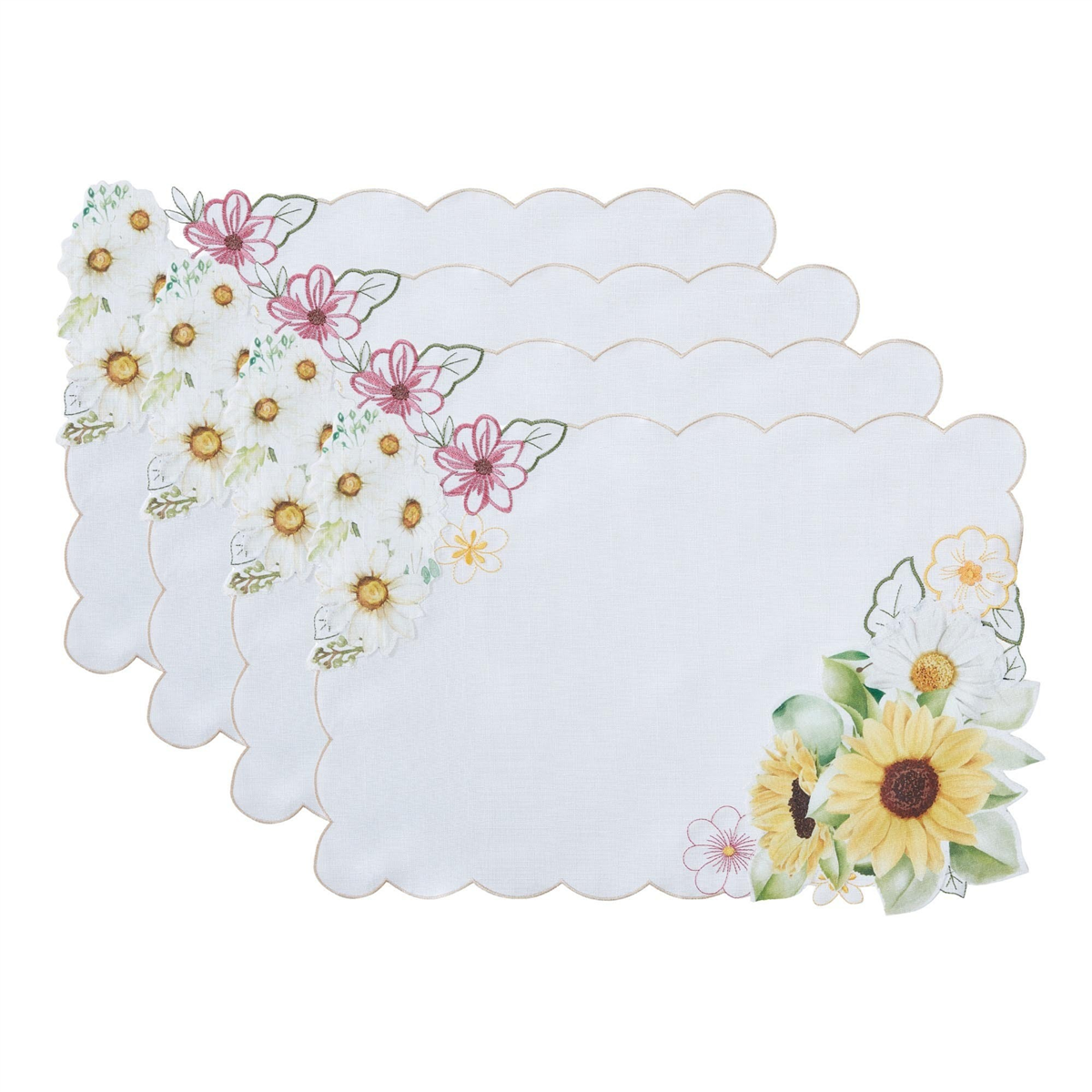 Click here for Threadmade Sunflower and Daisies Placemats - Set o... prices