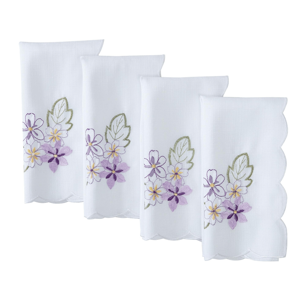 Threadmade Spring Hydrangea Floral Cutwork Napkins - Set of 4