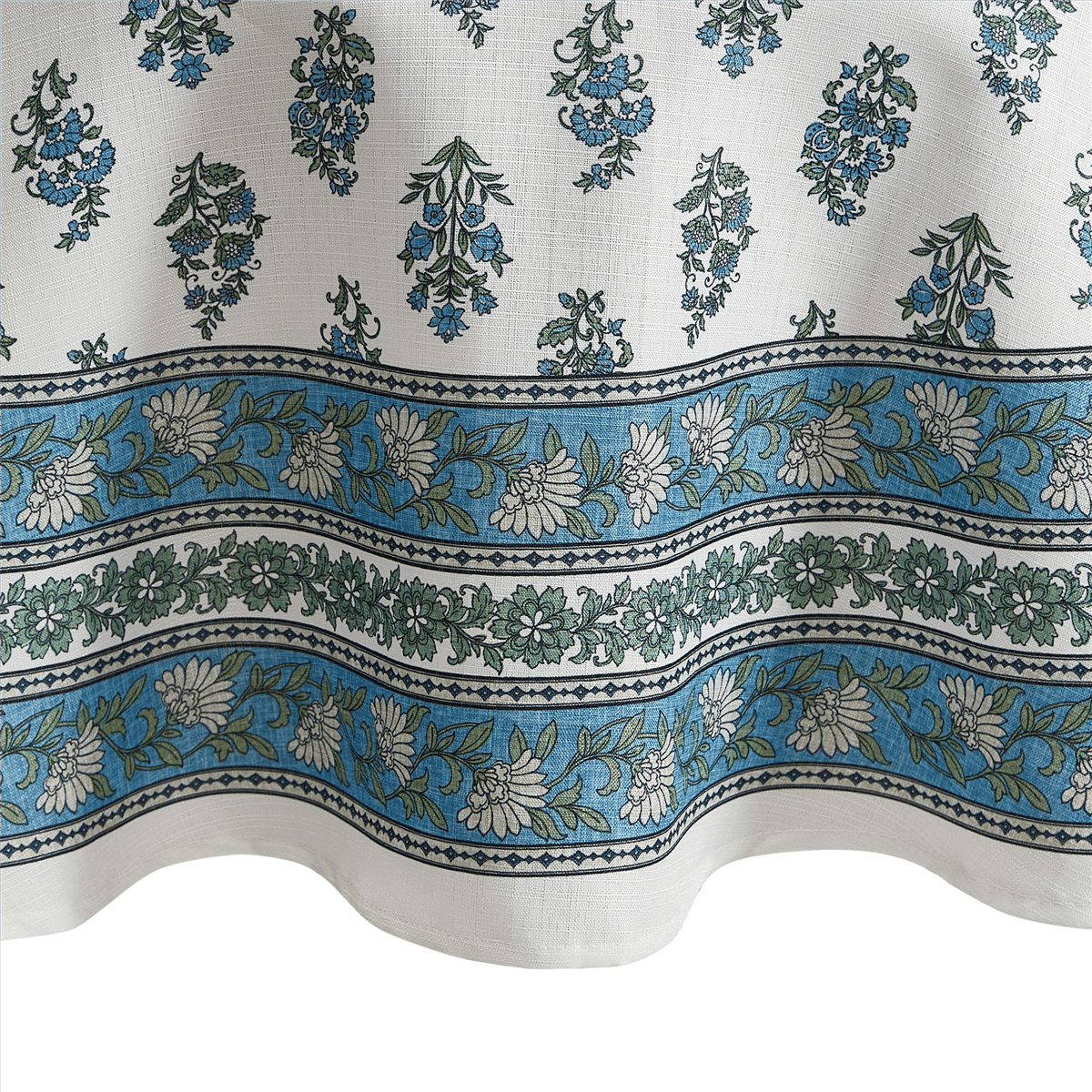 Tropez Block Print Stain Water Resistant Indoor and Outdoor Tablecloth  60 x 120 Rectangle - Multi