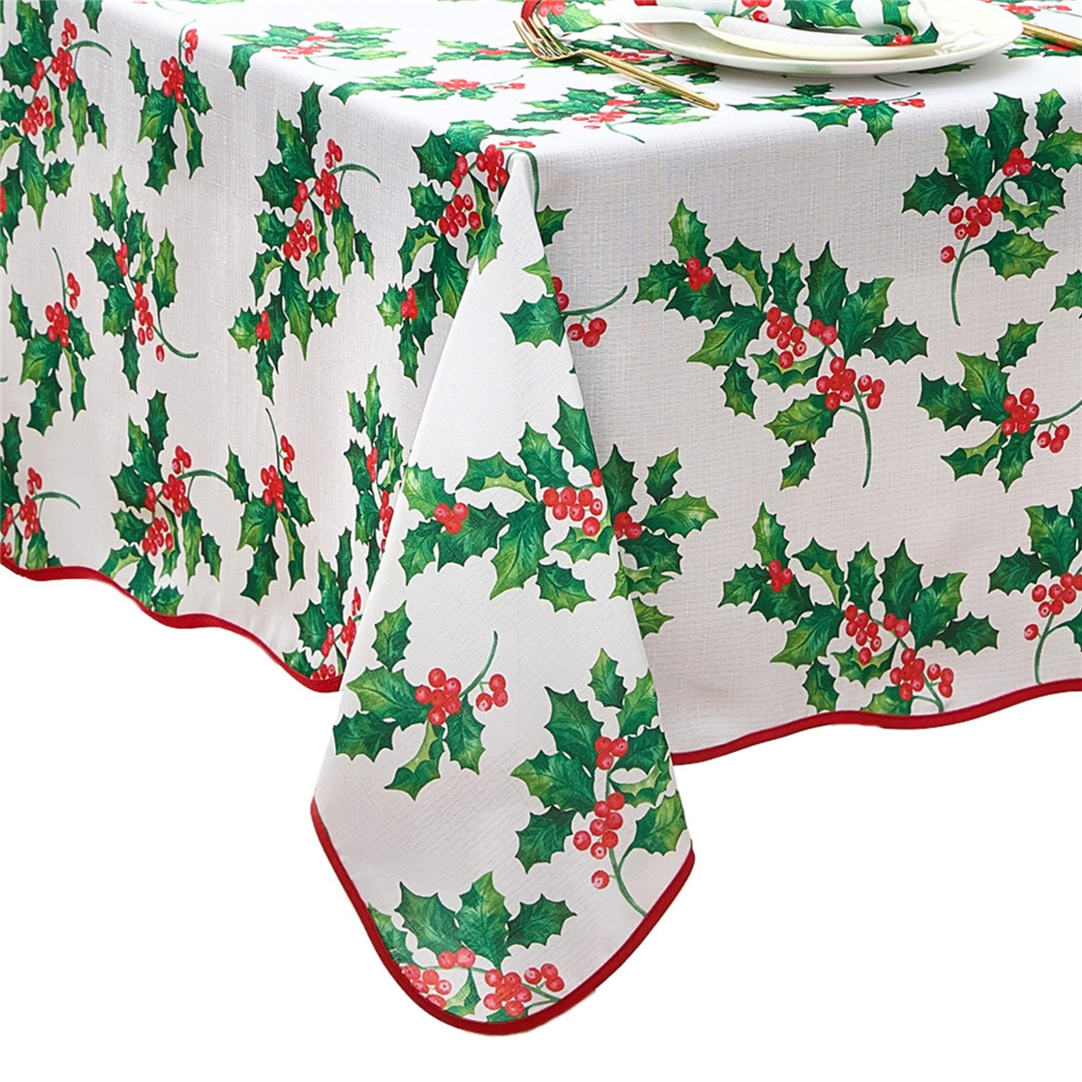 Click here for Threadmade Vintage Holly Scallop Border Tablecloth prices