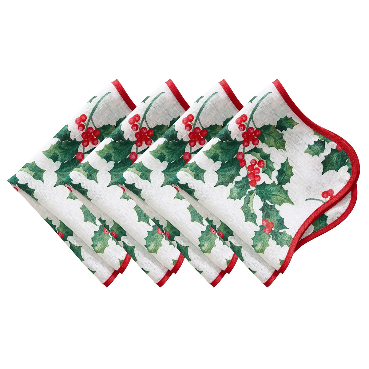 Click here for Threadmade Vintage Holly Scallop Border Napkins -... prices