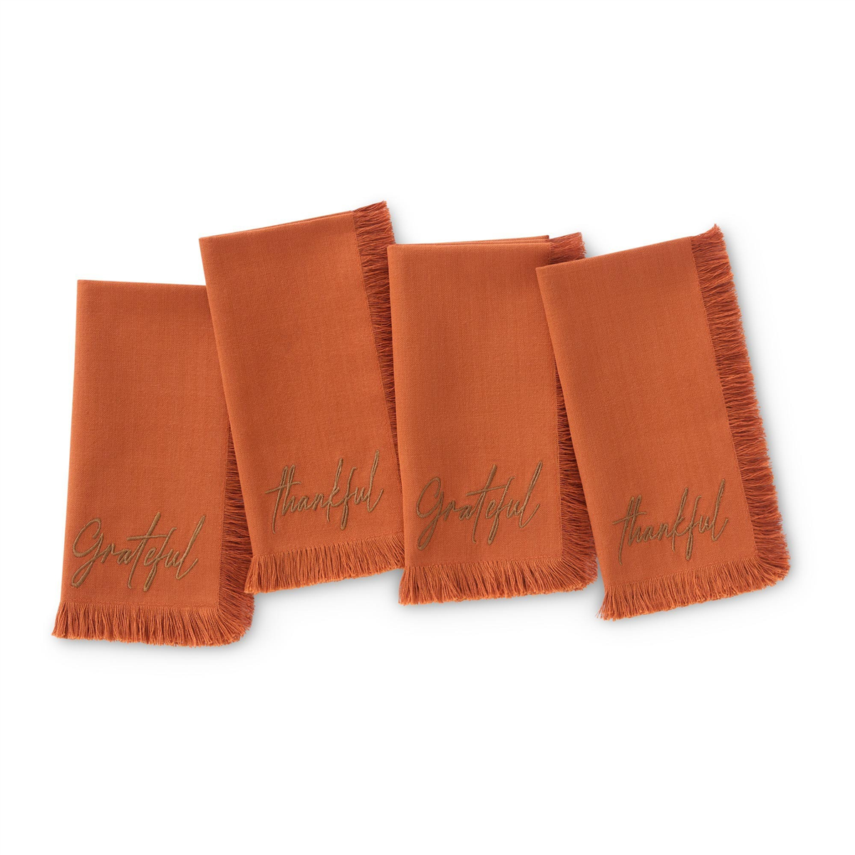 Click here for Threadmade Fringed Harvest Sentiment Napkins - Set... prices