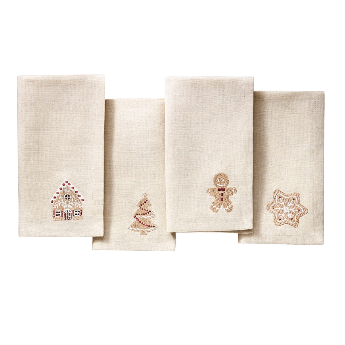 Threadmade Gingerbread Bliss Embroidered Napkins - Set of 4