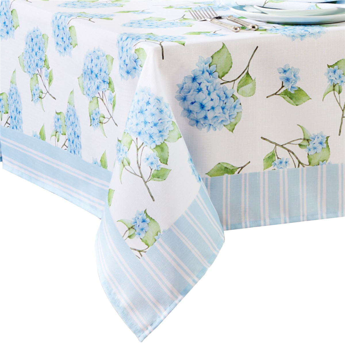 Elrene Nantucket Hydrangea Garden Round Tablecloth  70 Round - Multi